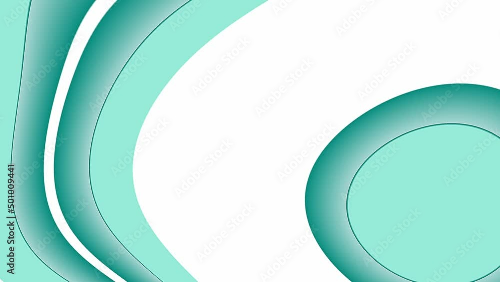 Abstract moving turquoise elements on white background. Light green ...