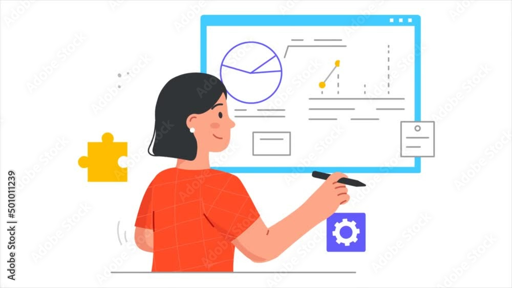 Business Activities video concept. Young moving woman entrepreneur ...