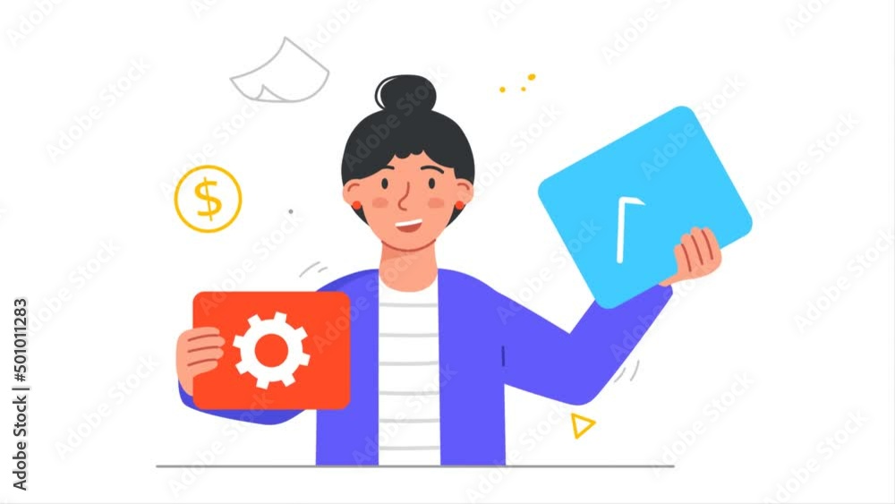 Business Activities video concept. Young moving female entrepreneur ...