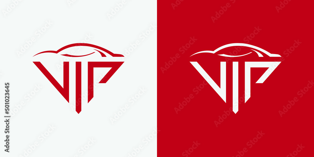 VIP monogram, car, motors letter mark, symbol, technology, security ...