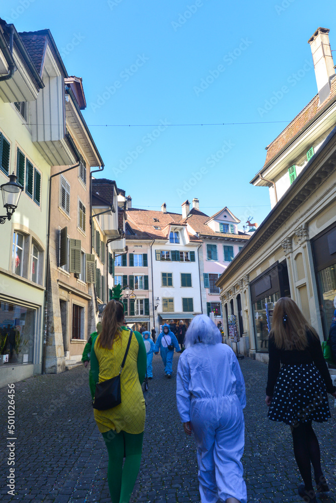 Fasnacht in der Altstadt von Solothurn, Schweiz Stock Photo | Adobe Stock