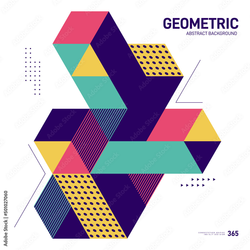 Abstract isometric geometric shape modern art style background Stock ...