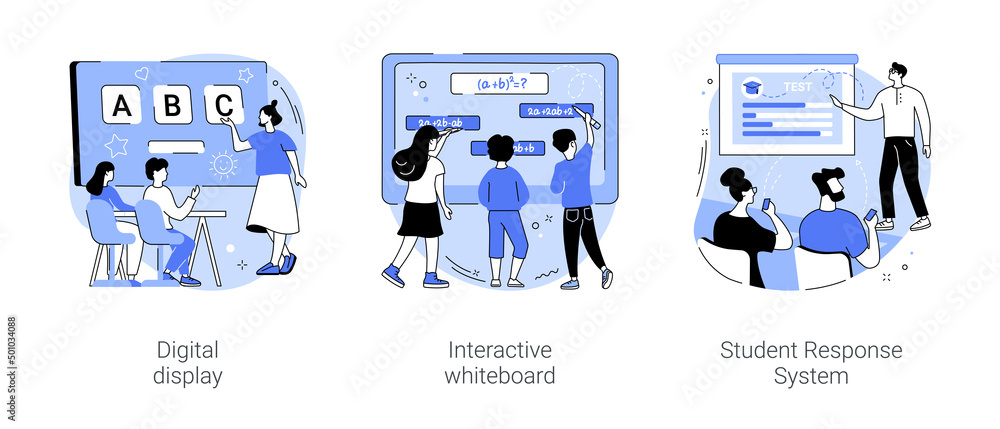 Smart classroom technology isolated cartoon vector illustrations se ...