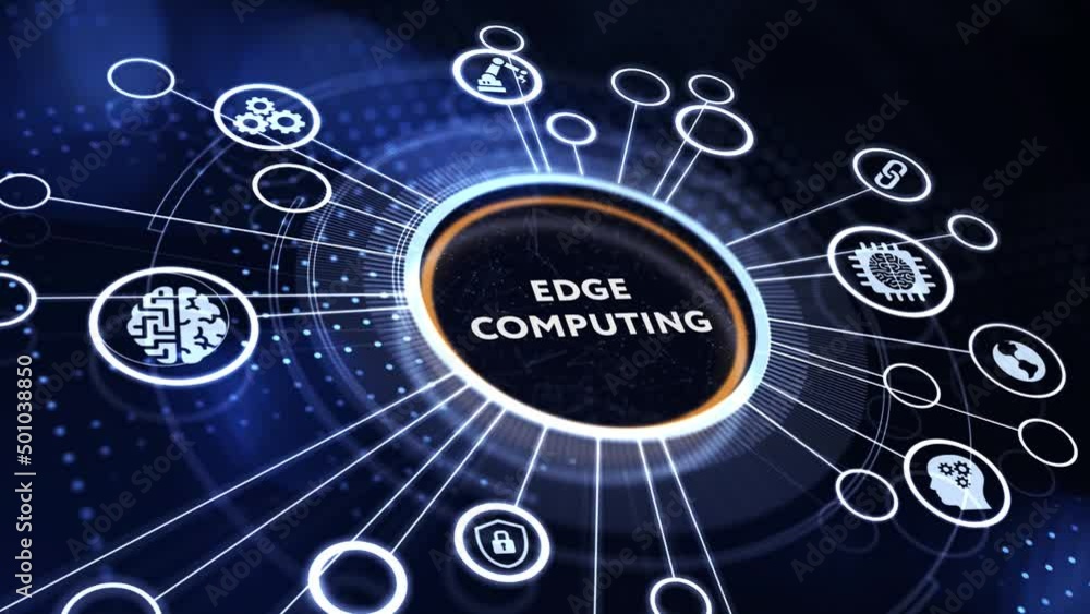 Edge computing modern IT technology on virtual screen. Business ...