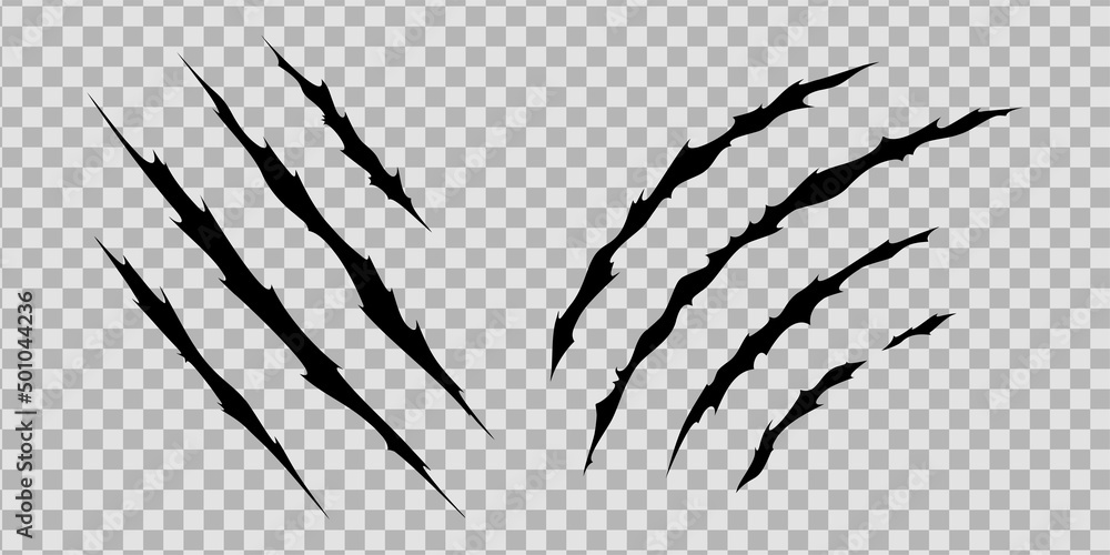 Claw scratches of wild animal. Cat scratches marks isolated in ...