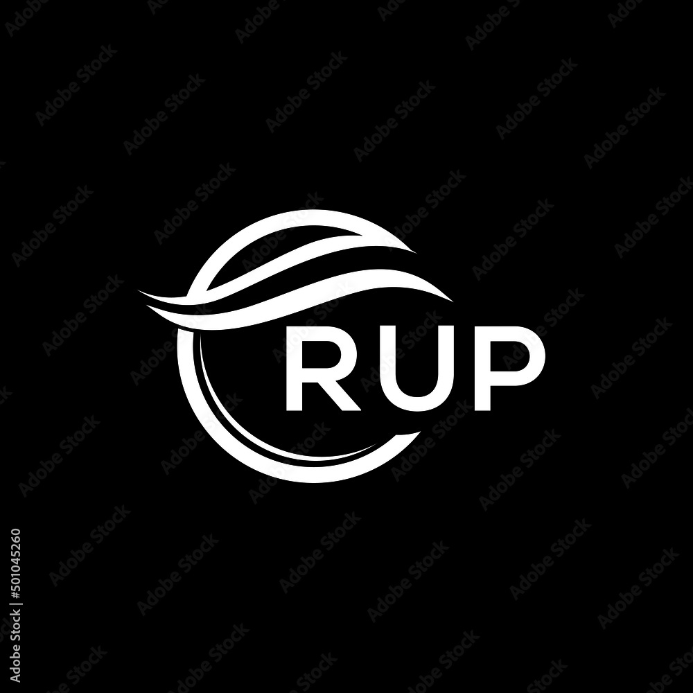RUP letter logo design on black background. RUP creative initials ...