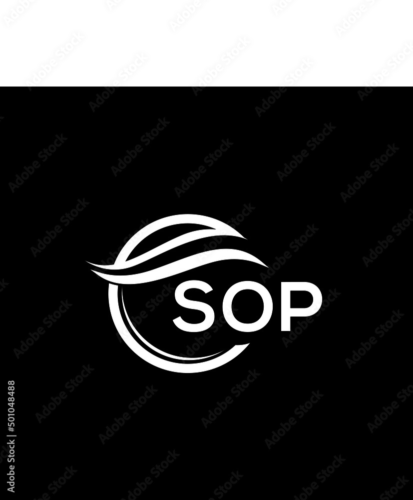 SOP letter logo design on black background. SOP creative initials ...