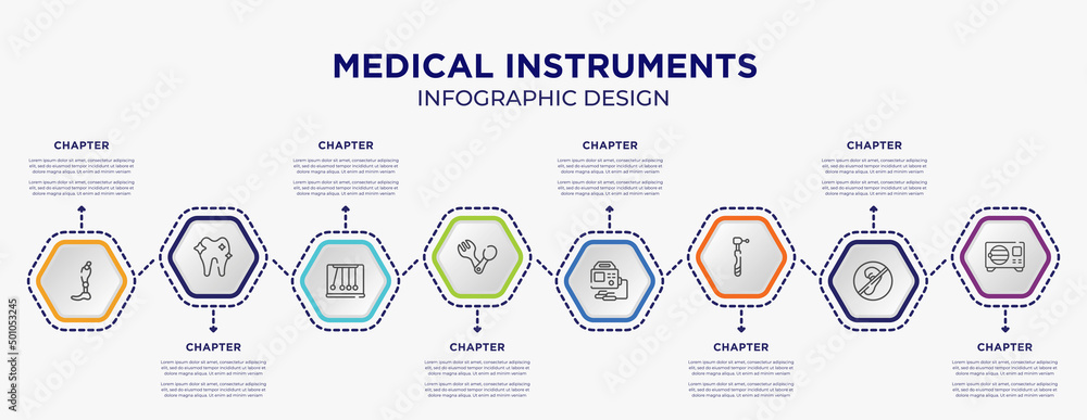 medical instruments concept infographic template with 8 step or option ...