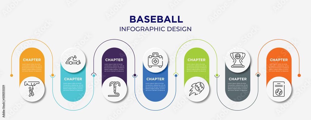 baseball concept infographic design template. included rappel, go kart ...
