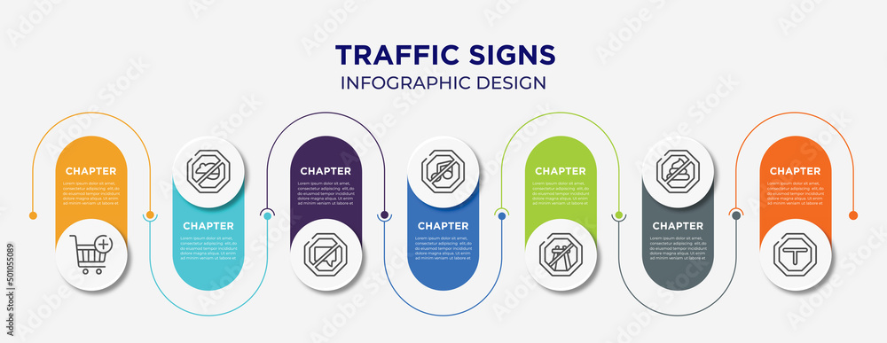 traffic signs concept infographic design template. included add button ...