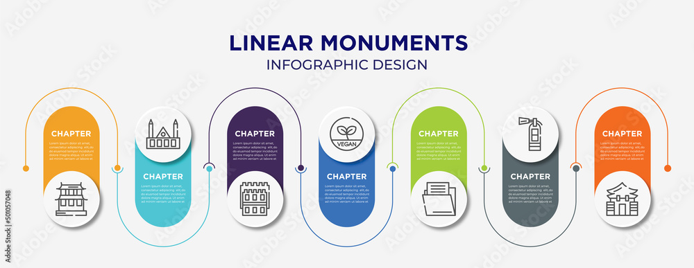 Vetor de linear monuments concept infographic design template. included ...