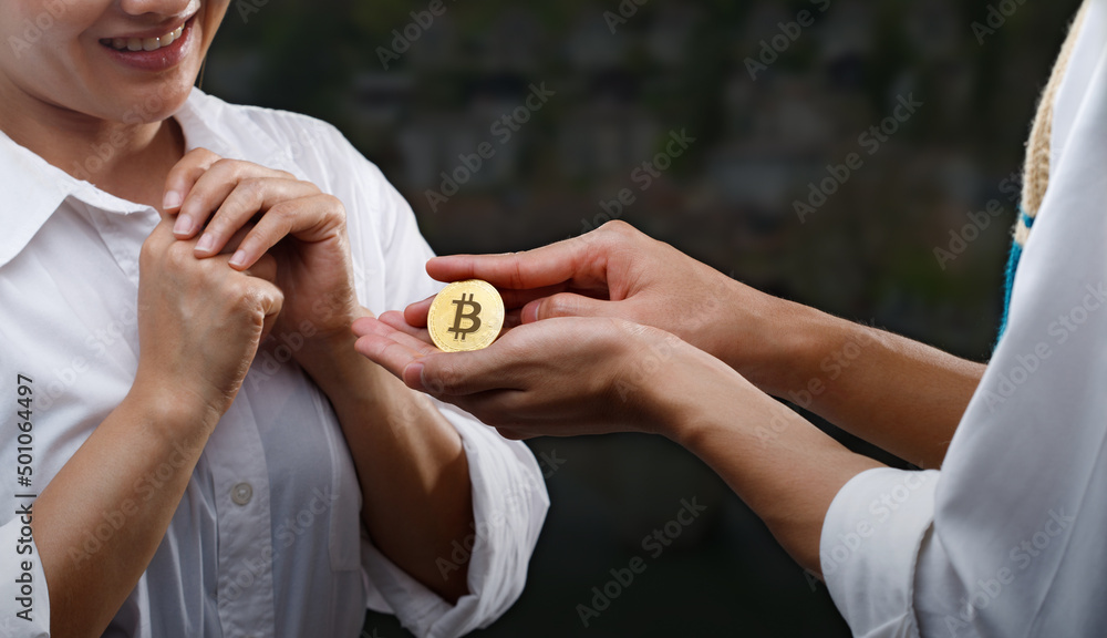 Man give Heart as Bitcoin btc crypto currency to propose woman to ...