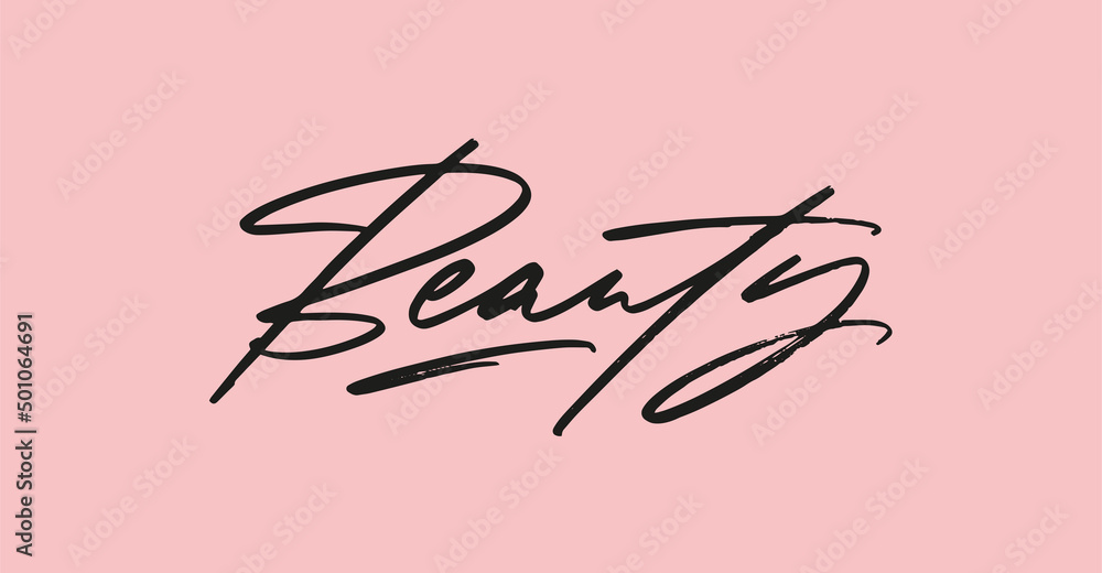 Beauty Hand Lettering Logo Hand Writing Modern Calligraphy Stock Vector ...