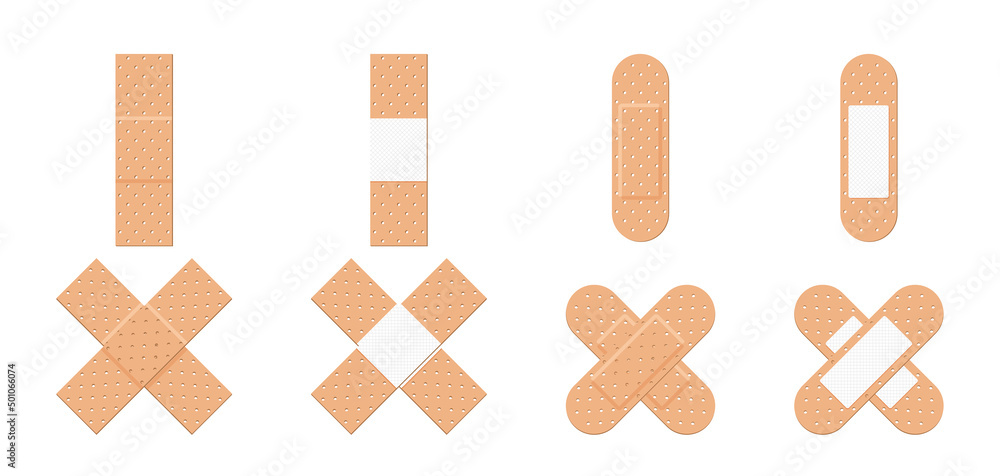 Medical plaster. Crossed medical adhesive plaster for wound. Sticky ...