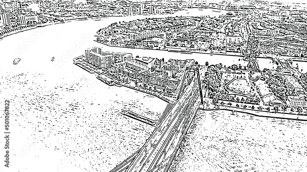 Rotterdam, Netherlands. Williamsburg Suspension Bridge over the Nieuwe ...