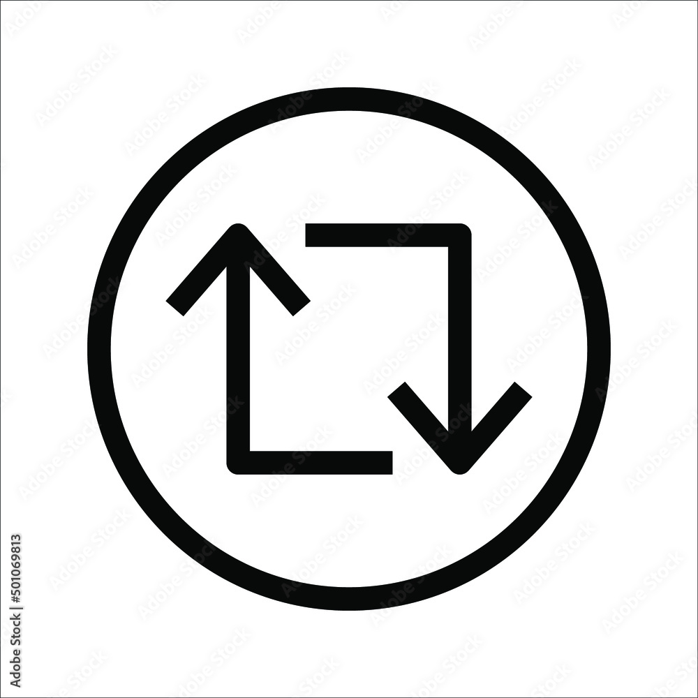 Retweet vector flat icon arrow symbol for apps and websites, on white ...