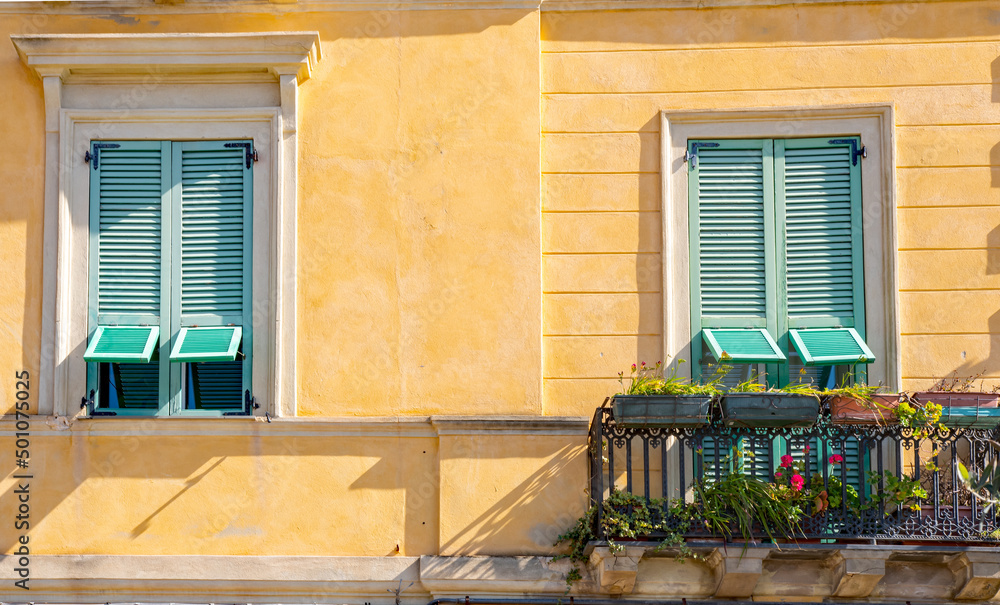 Yellow House, old town of Cagliari - the capital of the Italian island ...