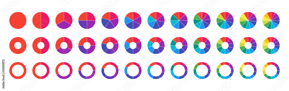 Colorful wheel diagram icon set. Pie chart symbol. Vector EPS 10 Stock ...