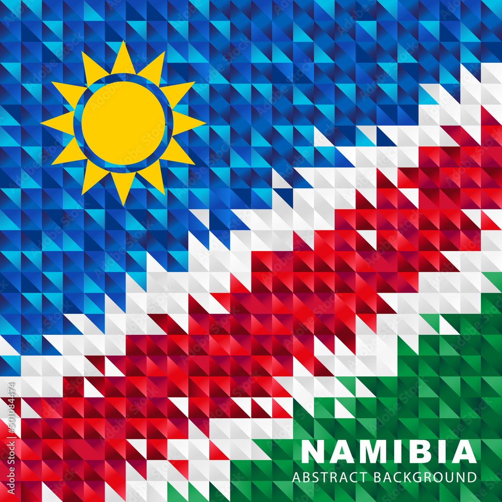 Flag of Namibia. Abstract background of small triangles in the form of ...