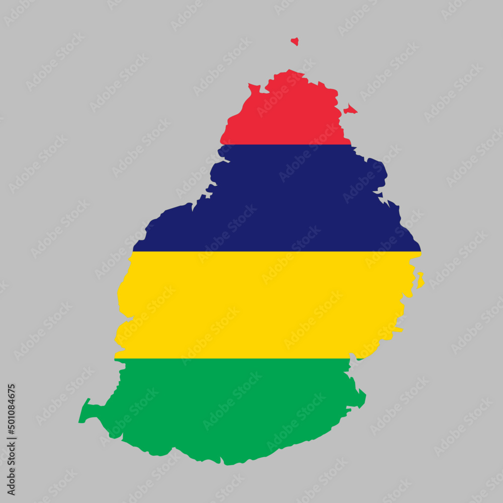 Mauritius flag inside the Mauritius map borders vector illustration ...