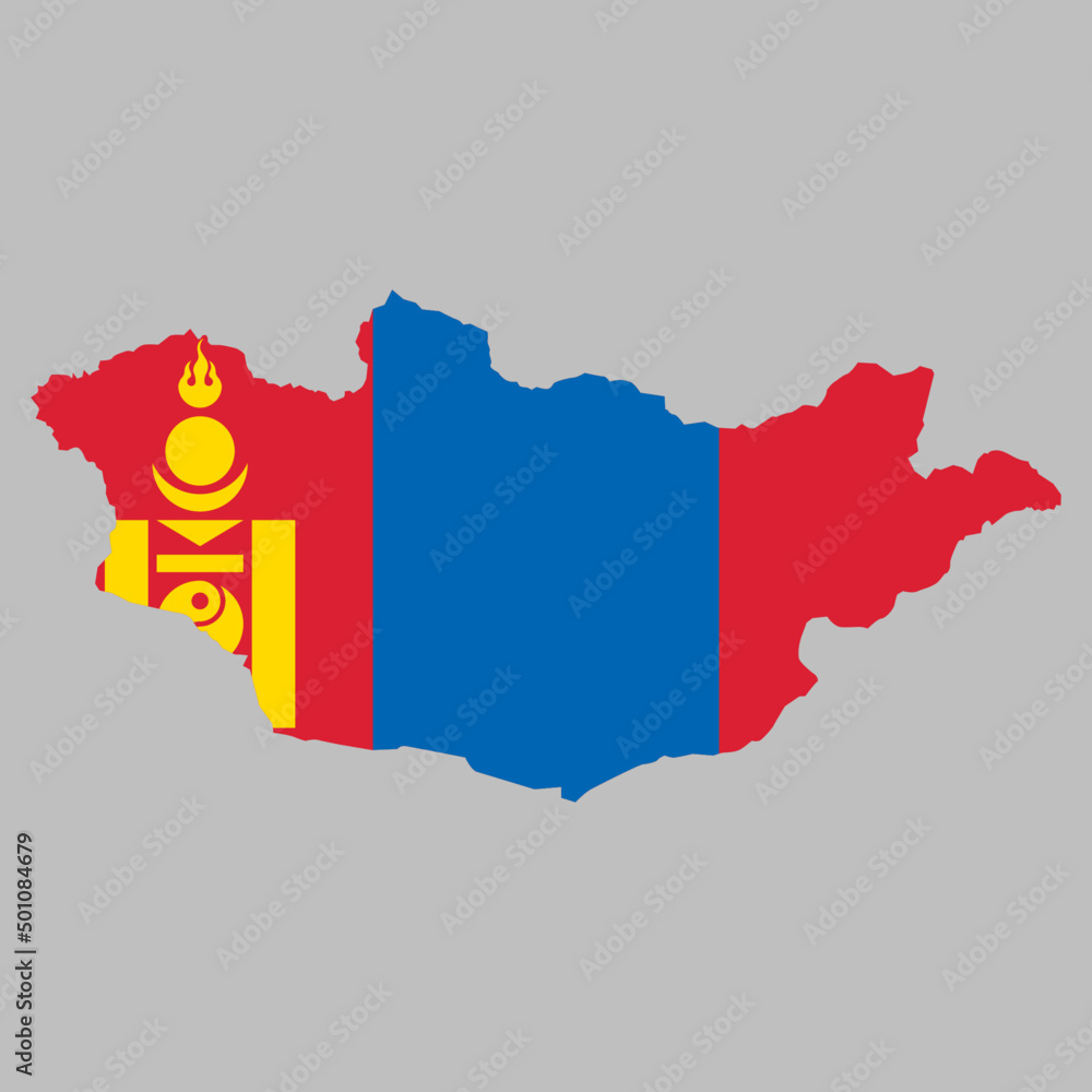 Mongolia flag inside the Mongolian map borders vector illustration ...