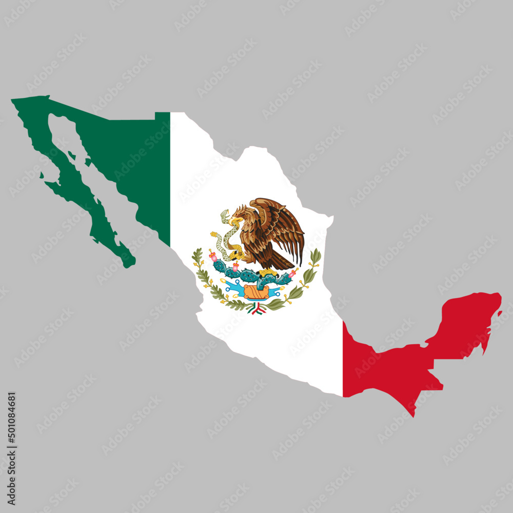 Mexico flag inside the Mexican map borders vector illustration Stock ...