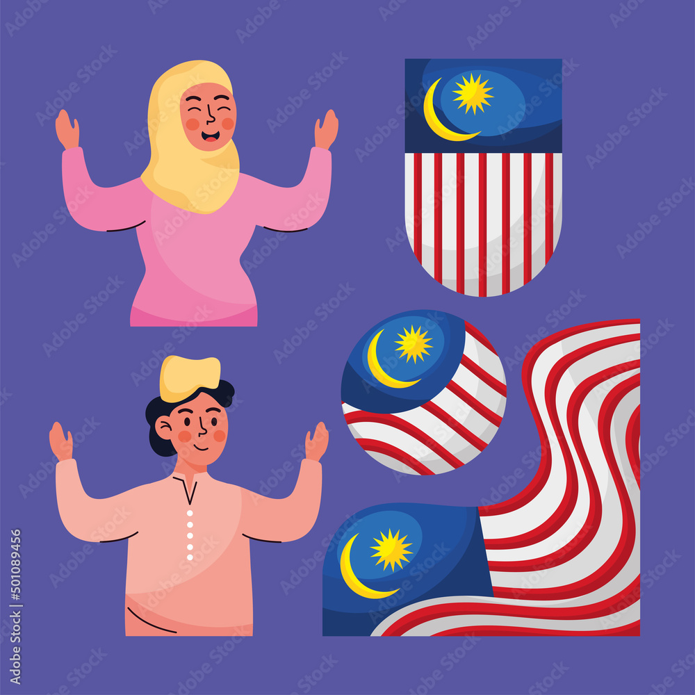 five hari merdeka icons Stock Vector | Adobe Stock