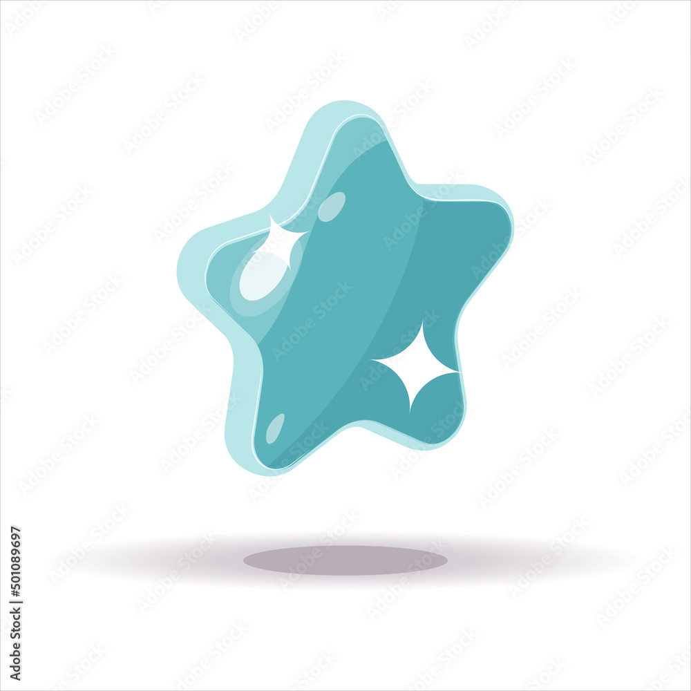 Cartoon lucky blue shiny 3d star. Vector cute illustration. Minimal ...