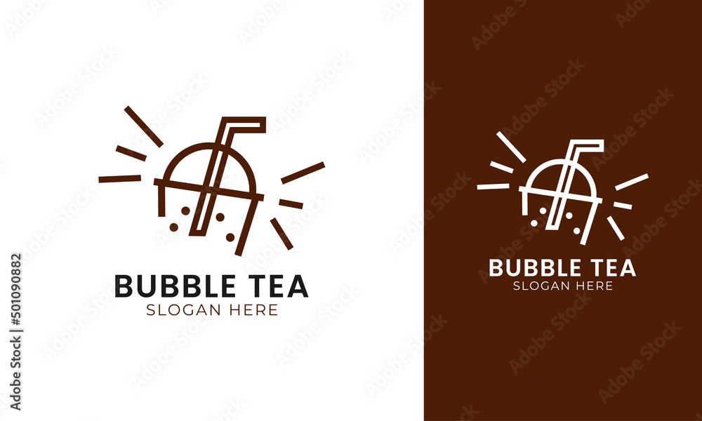 Simple bubble tea logo design with drink cup concept Stock Vector ...