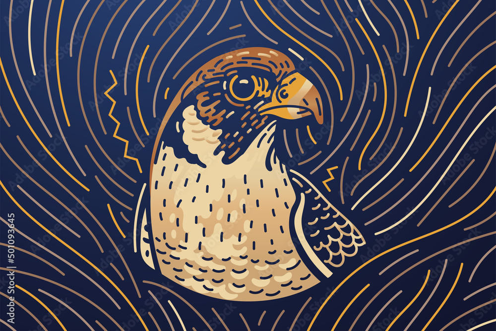 Falcon zodiac sign banner. Dark mode background texture with ...