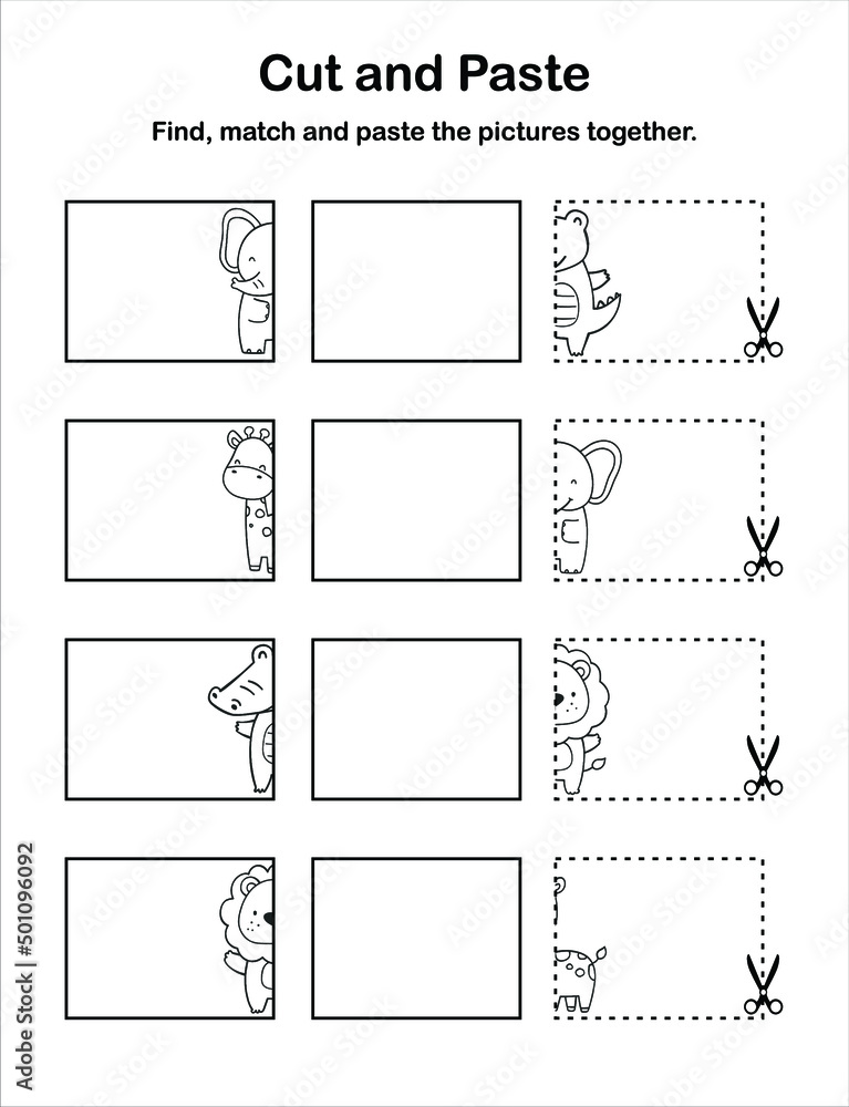 cut and paste activity page for kids . Education developing worksheet ...