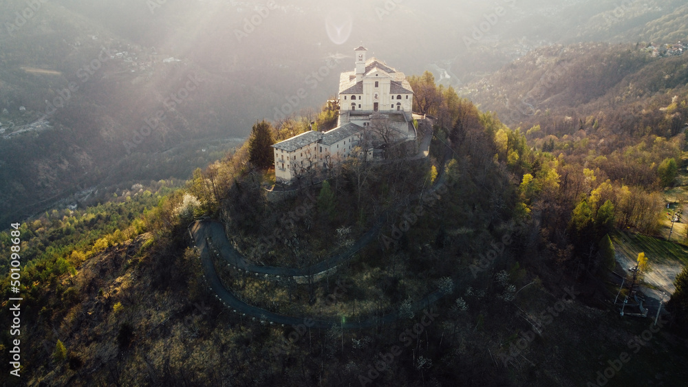 Aerial view of Sanctuary of Saint Ignatius of Loyola situated in the ...