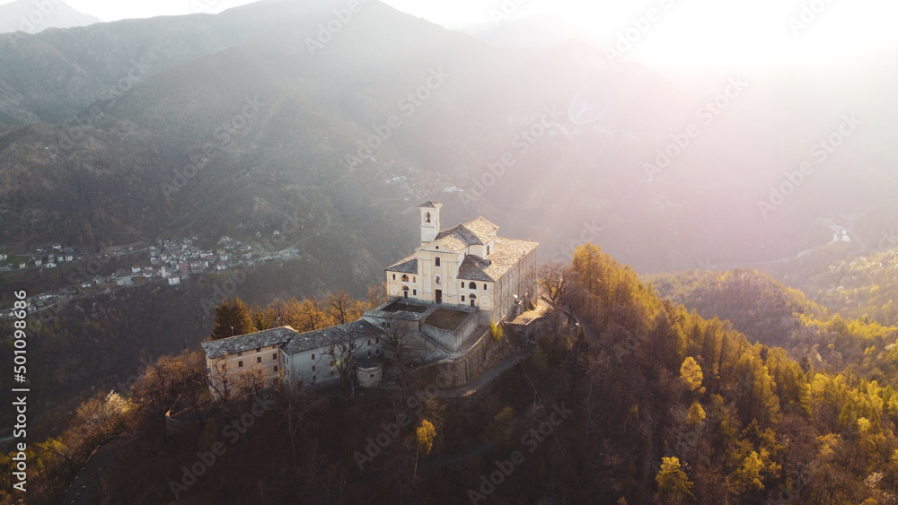 Aerial view of Sanctuary of Saint Ignatius of Loyola situated in the ...