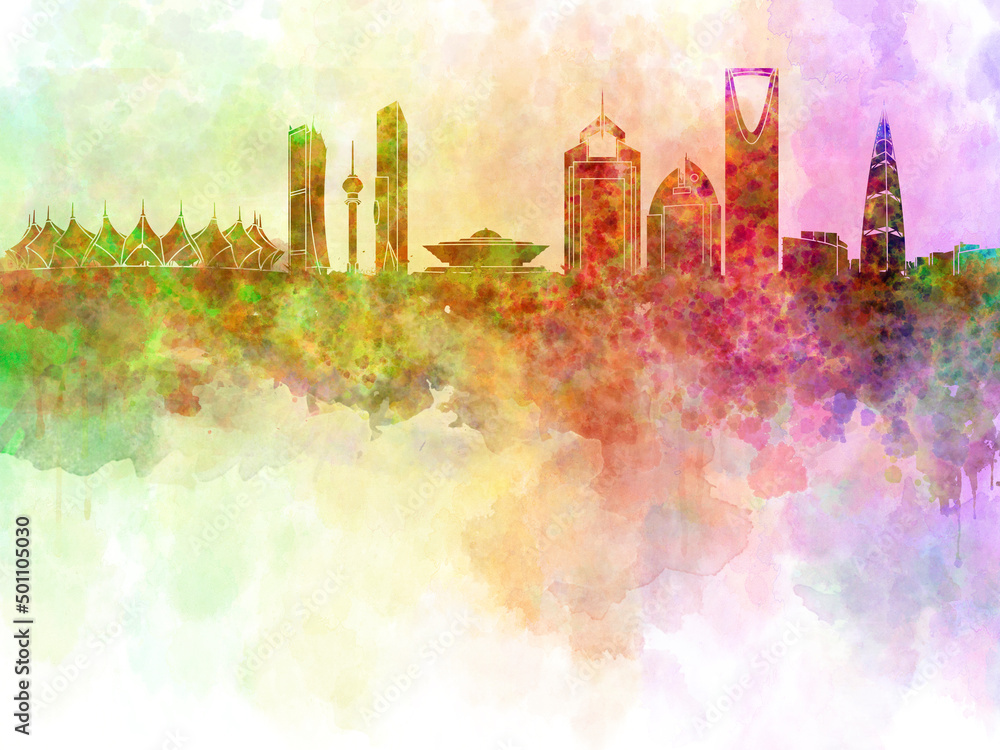 Riyadh skyline in watercolour background Stock Illustration | Adobe Stock