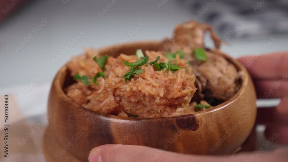 Jollof rice dome for Nigerian Ghanaian food concept. Wolof. African ...