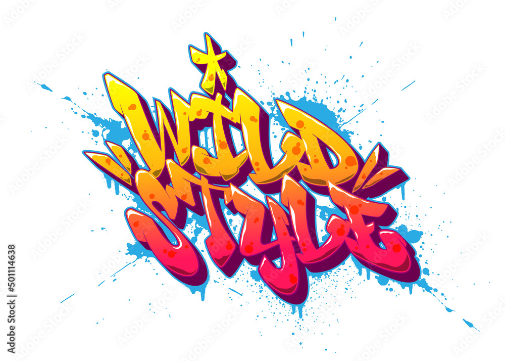 Wild style font in old school graffiti style. Vector illustration ...