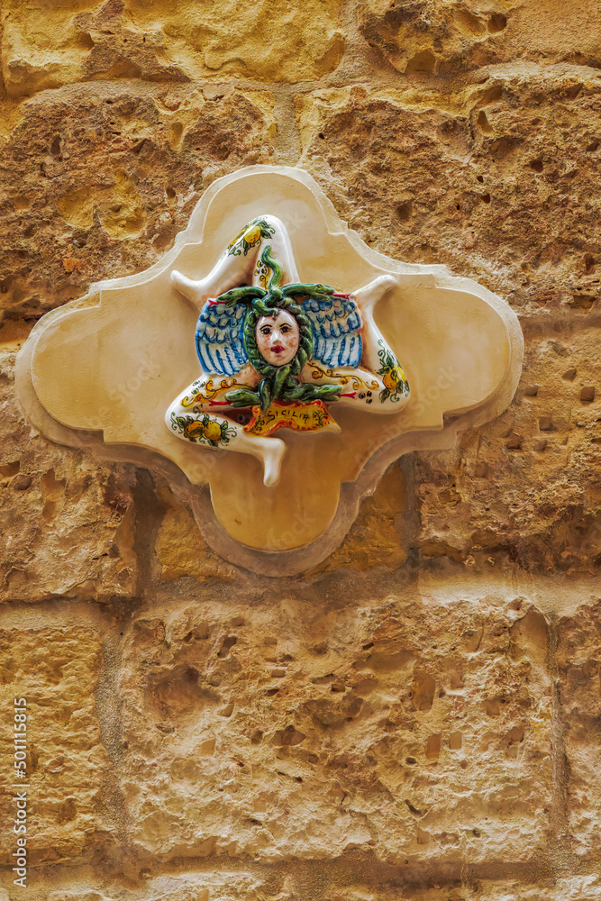 Trinacria three-legged female shaped emblematic symbol of Sicily Stock ...