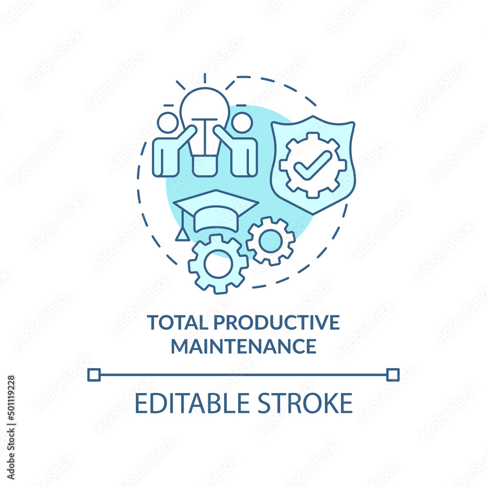 Total productive maintenance turquoise concept icon. Lean manufacturing ...
