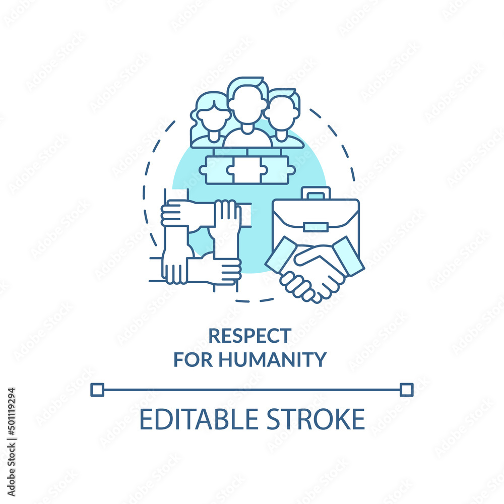 Respect for humanity turquoise concept icon. Respecting people. Lean ...