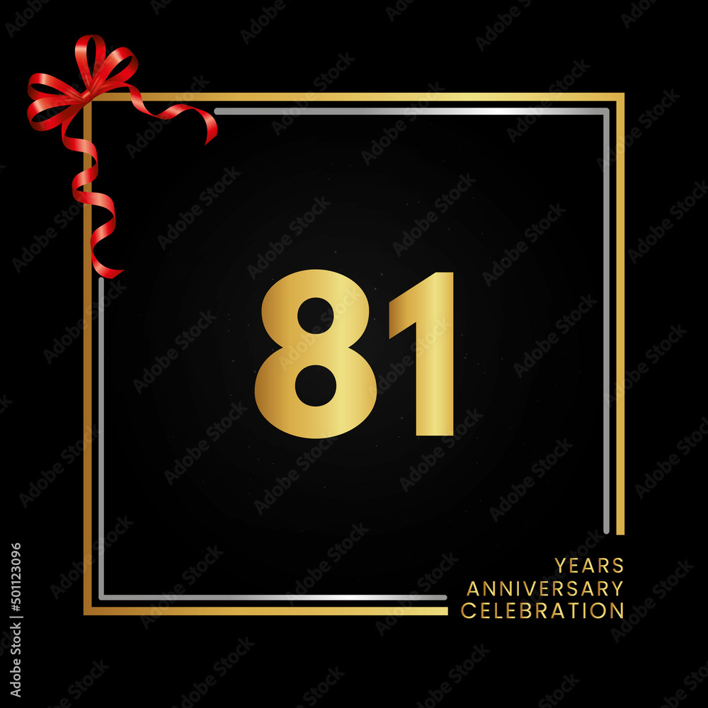 81th Anniversary Logo With Golden And Silver Frame Isolated On Black