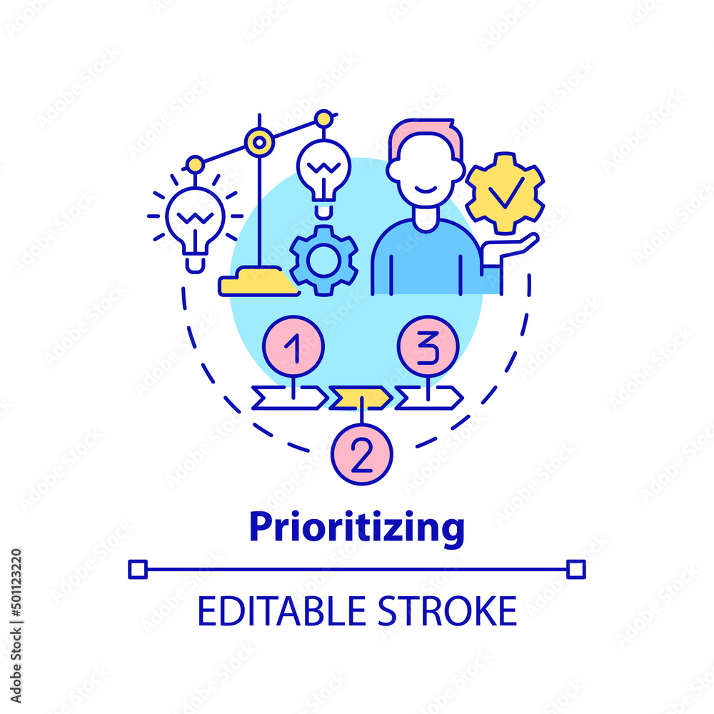 Prioritizing concept icon. Innovation management step abstract idea ...