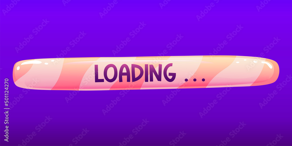 Cartoon loading bar for game interface. Filled bar to download or show ...