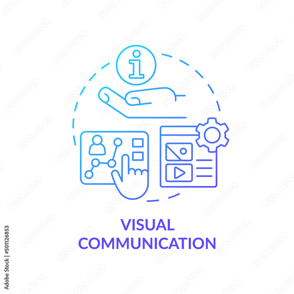 Visual communication blue gradient concept icon. Way to communicate ...