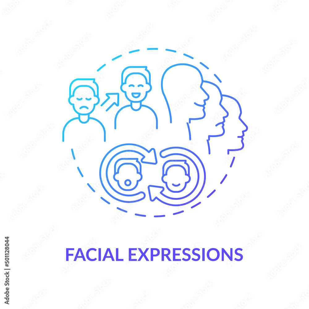 Facial Expressions Blue Gradient Concept Icon Nonverbal Communication