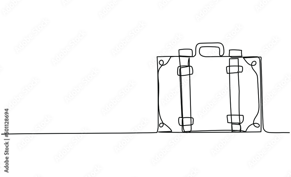 Continuous one line drawing of valise. Concept for travelling. Vector ...