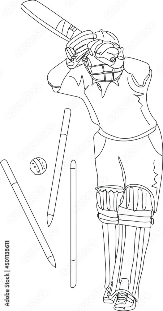 outline sketch drawing of funny and most foolish leave by batsman in ...