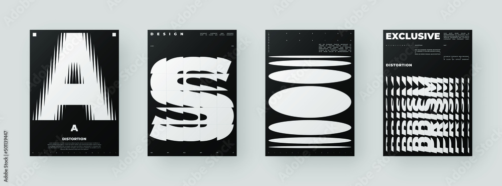 Abstract Posters Design kit. Vertical A4 format. Modern placard ...