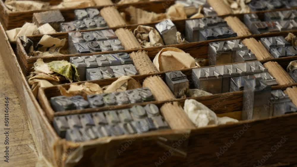 Antique typeface letters for a printing machine. An alphabet of vintage ...