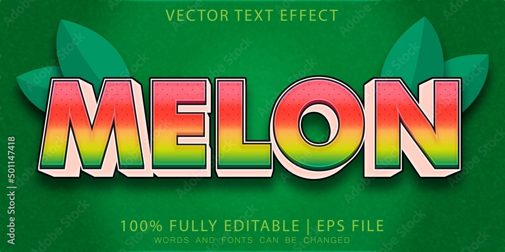 Melon fruit text Effect Stock Vector | Adobe Stock