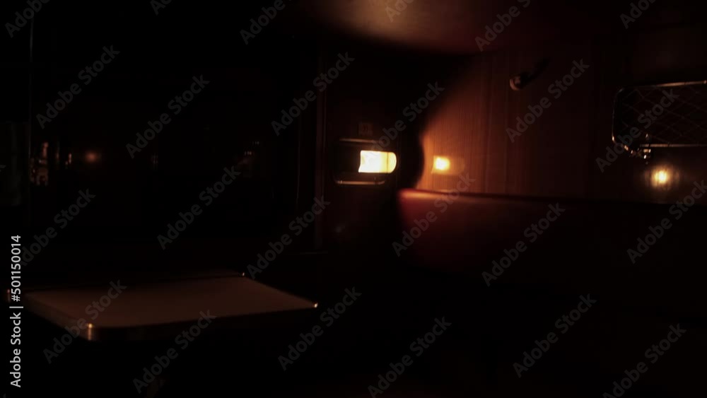 Vidéo Stock Inside compartment of corridor coach of railway passenger ...